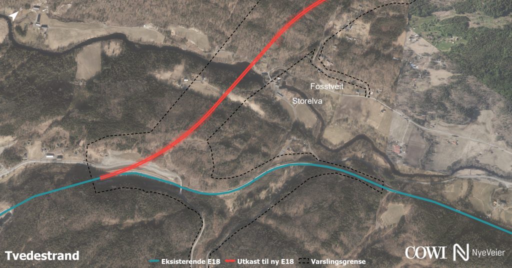 Nye Veier legger fram foreløpige løsninger for nye E18 fra Tvedestrand til Bamble - Samferdsel ...