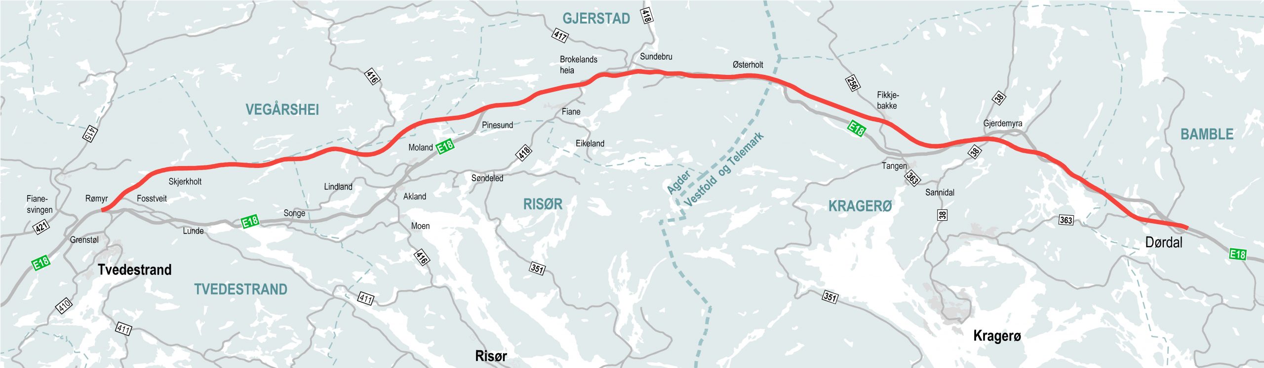 Veien videre for E18 Tvedestrand-Bamble - Samferdsel & Infrastruktur